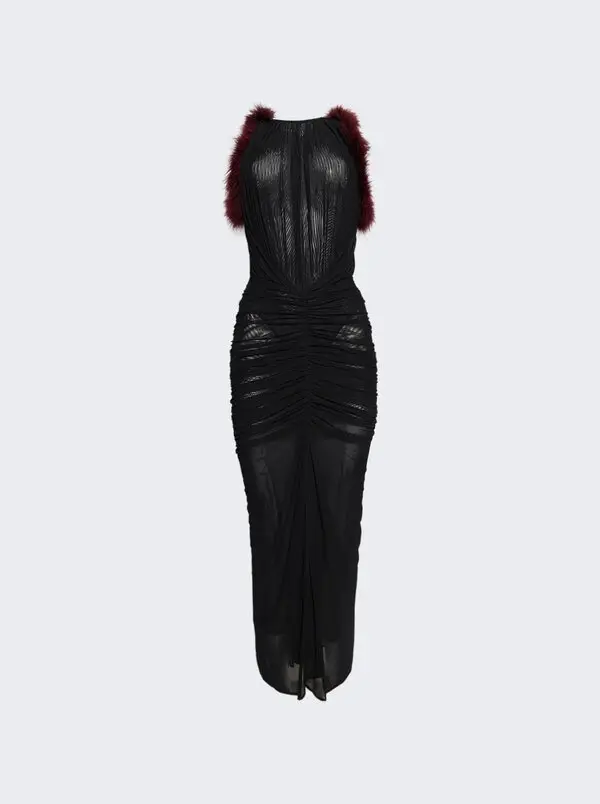 MUGLER Marabou Ruched Dress