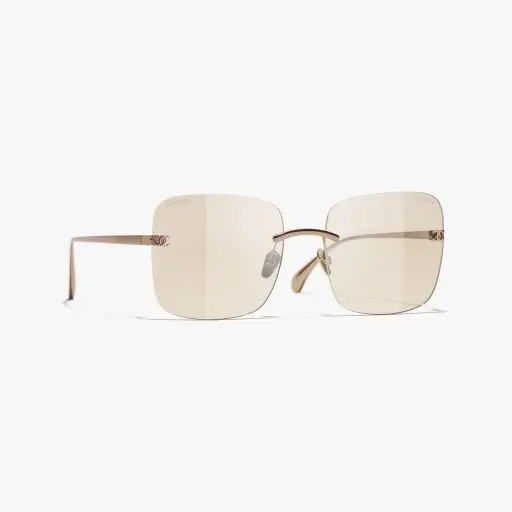 Chanel Square Light Glasses - Pink & Gold