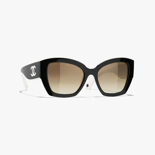 Chanel Butterfly Sunglasses - Black, White & Beige