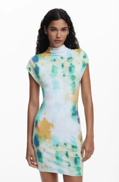Desigual Mock Neck Cap Sleeve Dress