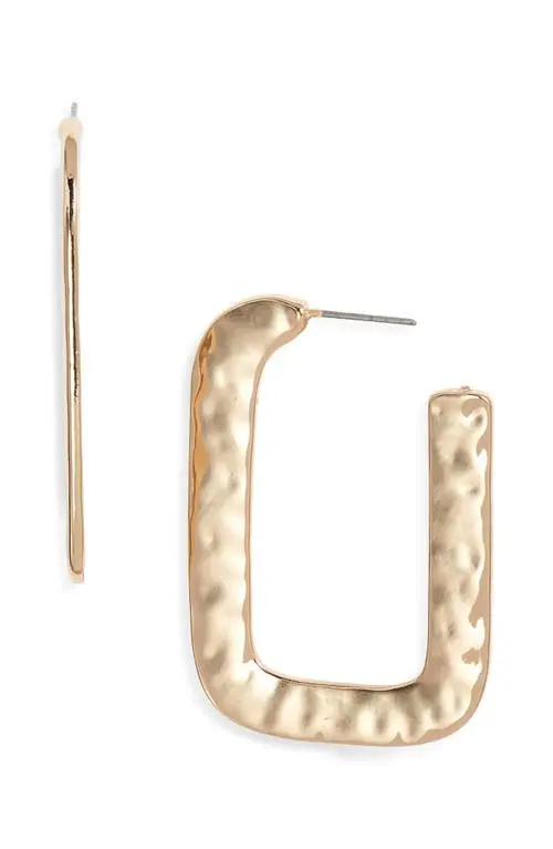 OPEN EDIT Rectangular Hoop Earrings - Gold