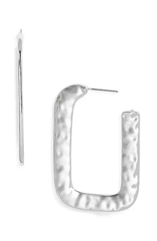 OPEN EDIT Rectangular Hoop Earrings - Silver