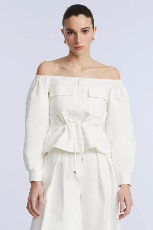 Bcbgmaxazria Off-shoulder Drawstring Top