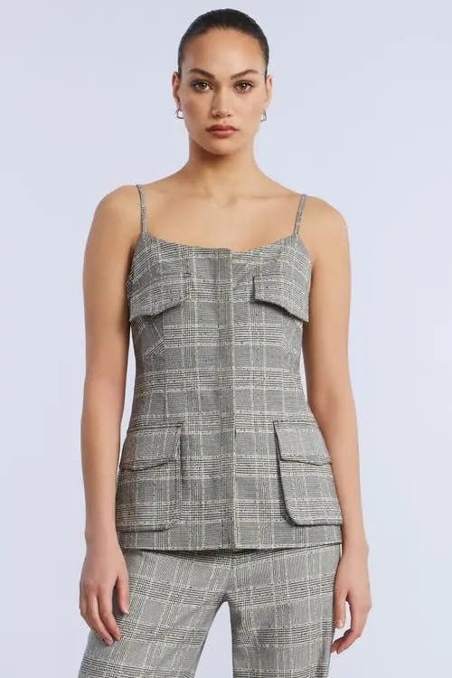 Bcbgmaxazria Plaid Bustier Top