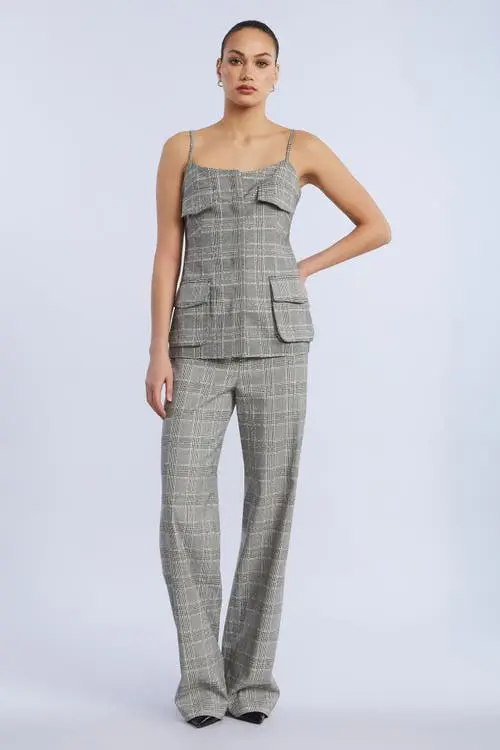 Bcbgmaxazria Plaid Bustier Top