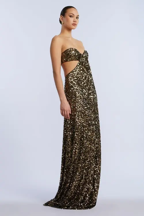Bcbgmaxazria Sequin Strapless Gown