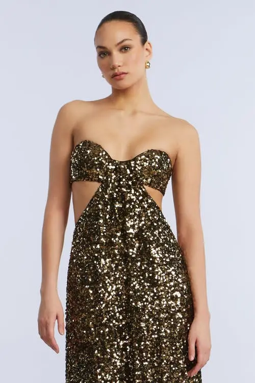 Bcbgmaxazria Sequin Strapless Gown