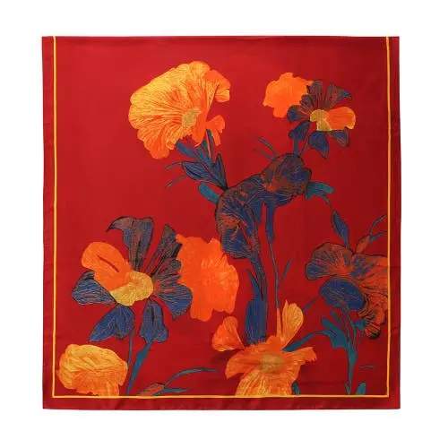 YOUZEY Koi Pond Floral Scarf - Red