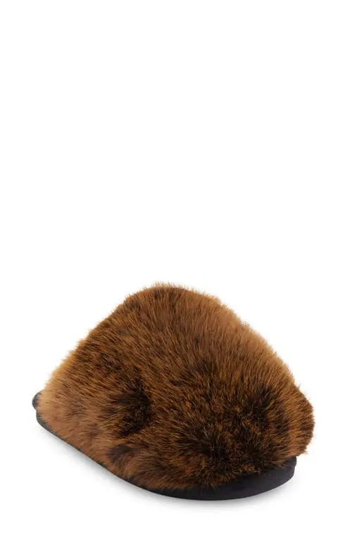 Steve Madden Poof Faux Fur Slipper - Brown