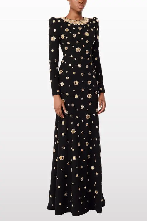 Jenny Packham Frency Mirror-embellished Maxi Dress