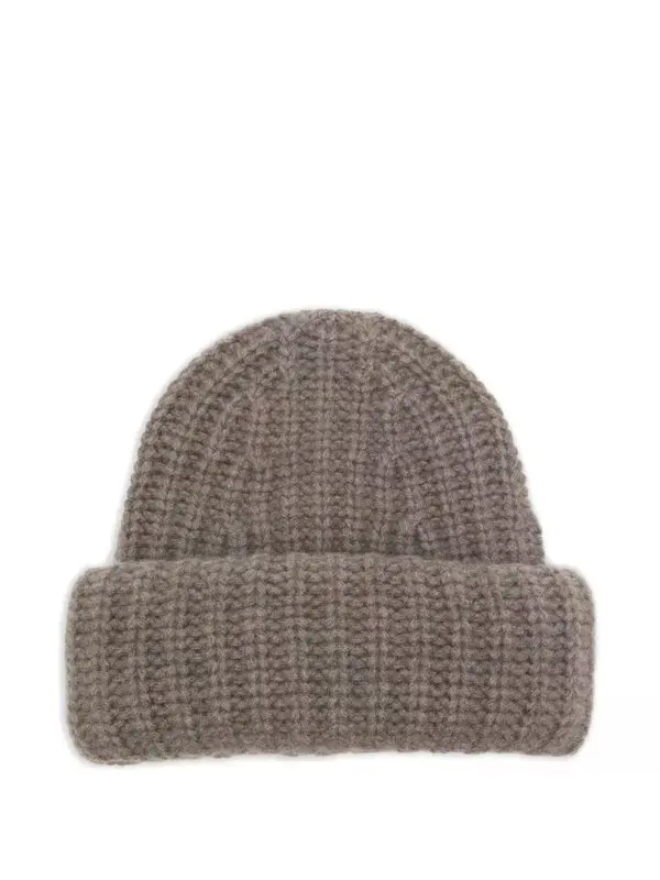 LISA YANG Ribbed Beanie - Brown