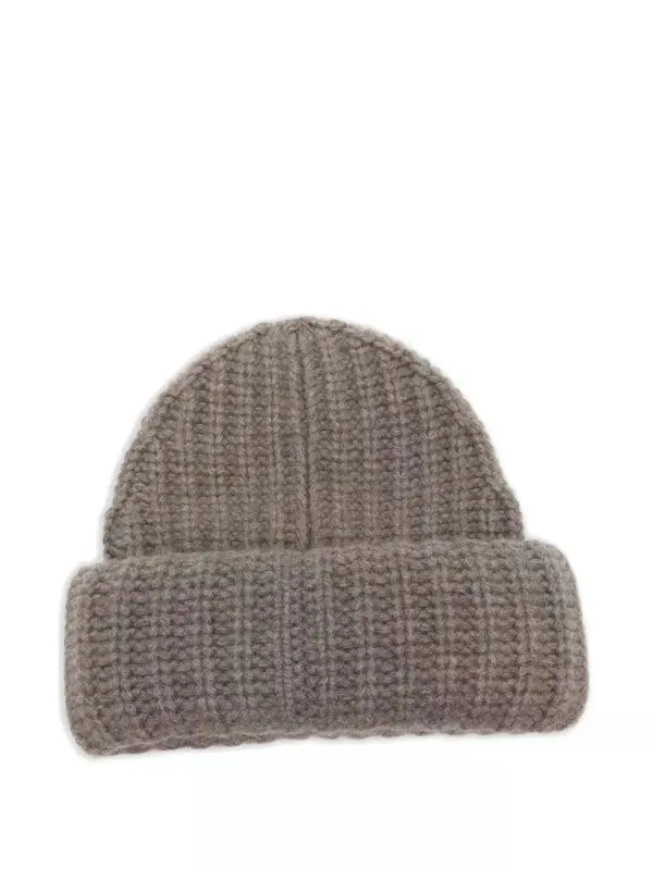LISA YANG Ribbed Beanie - Brown