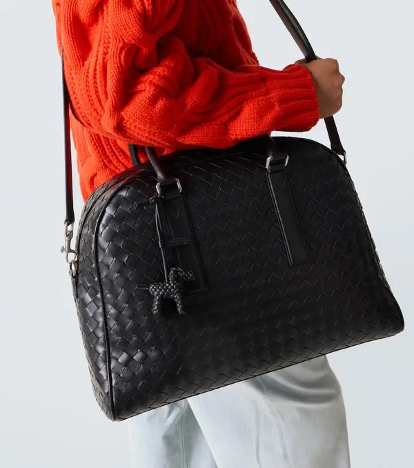 Bottega Veneta Woven Leather Bag Charm - Black