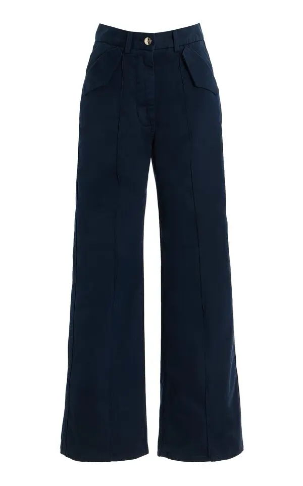 RÙADH The Odette High-rise Cotton-sateen Pants - Navy