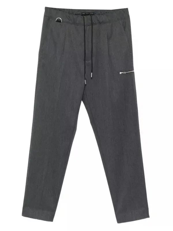 LOW BRAND Drawstring Zipped-pocket Straight-leg Trousers