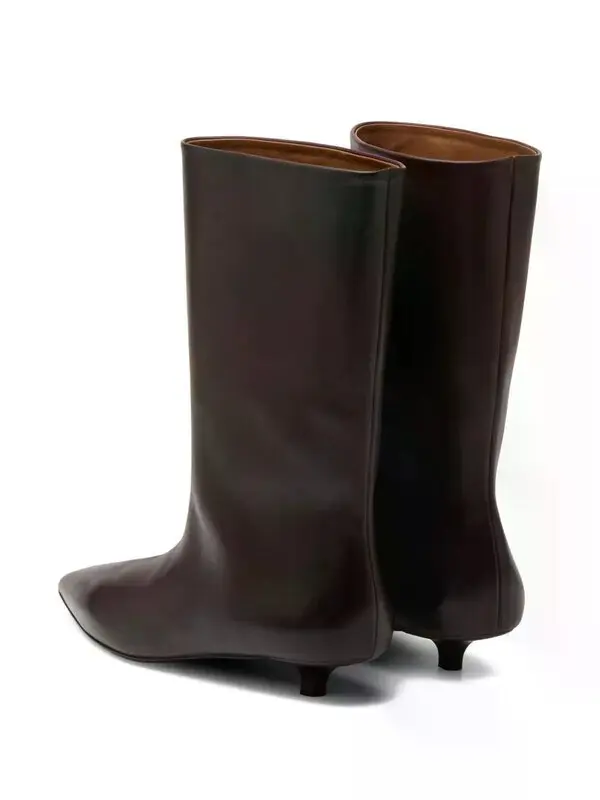 Marsèll Leather Pointed-toe Kitten-heel Boots - Brown