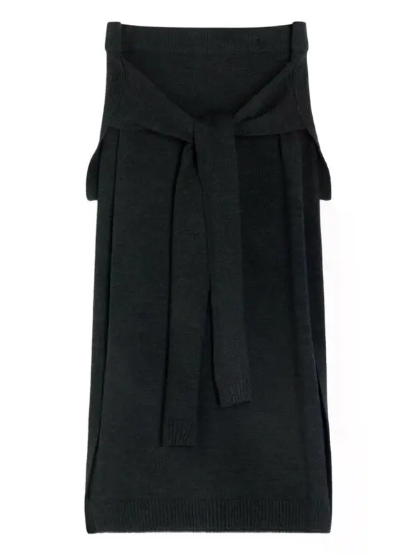 LEMAIRE Tie-around Ribbed Midi Skirt - Grey