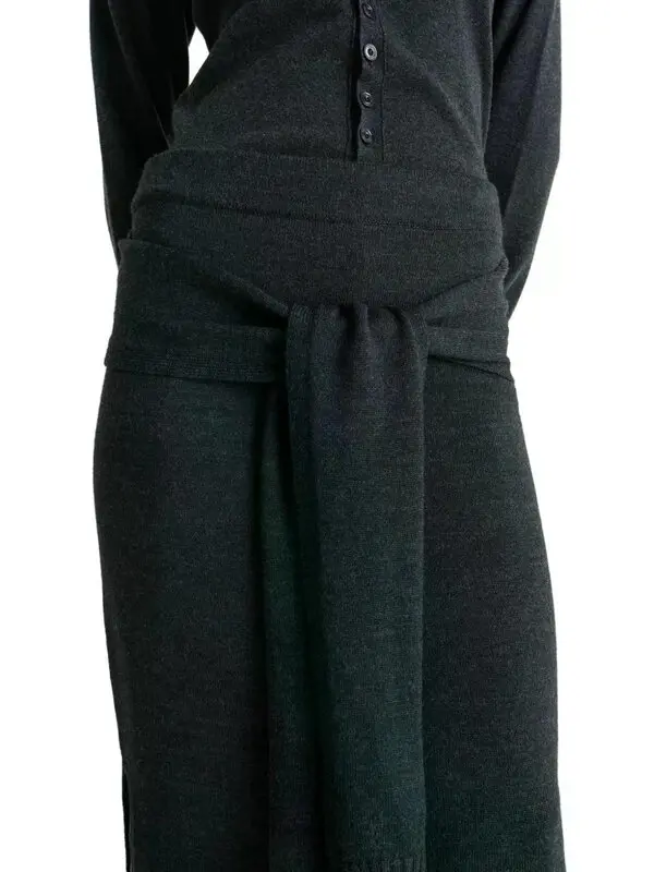 LEMAIRE Tie-around Ribbed Midi Skirt - Grey