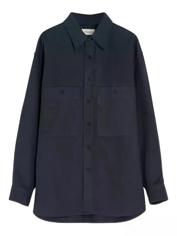 LEMAIRE Patch-pocket Twill Overshirt - Blue