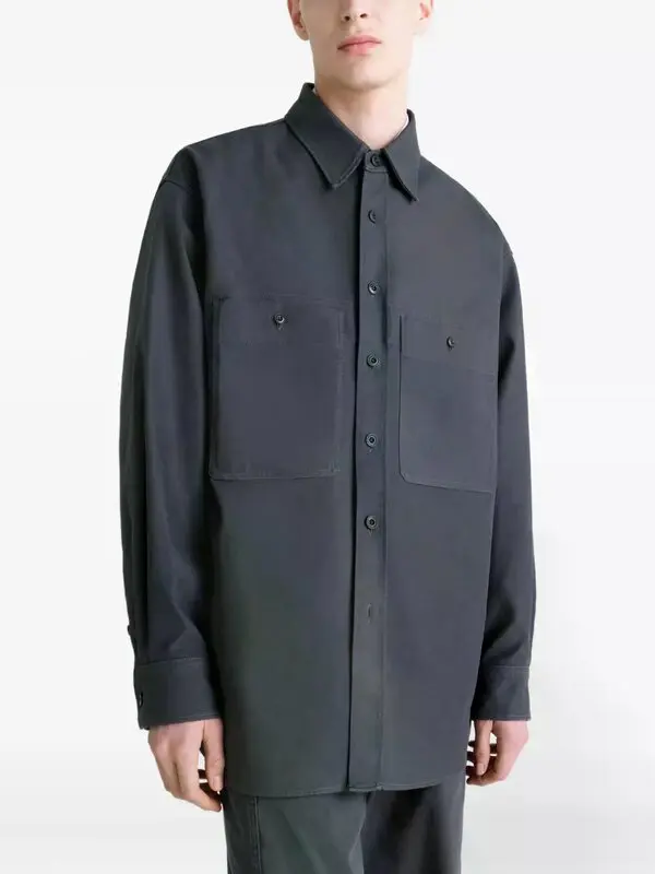 LEMAIRE Patch-pocket Twill Overshirt - Blue
