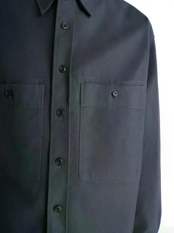 LEMAIRE Patch-pocket Twill Overshirt - Blue