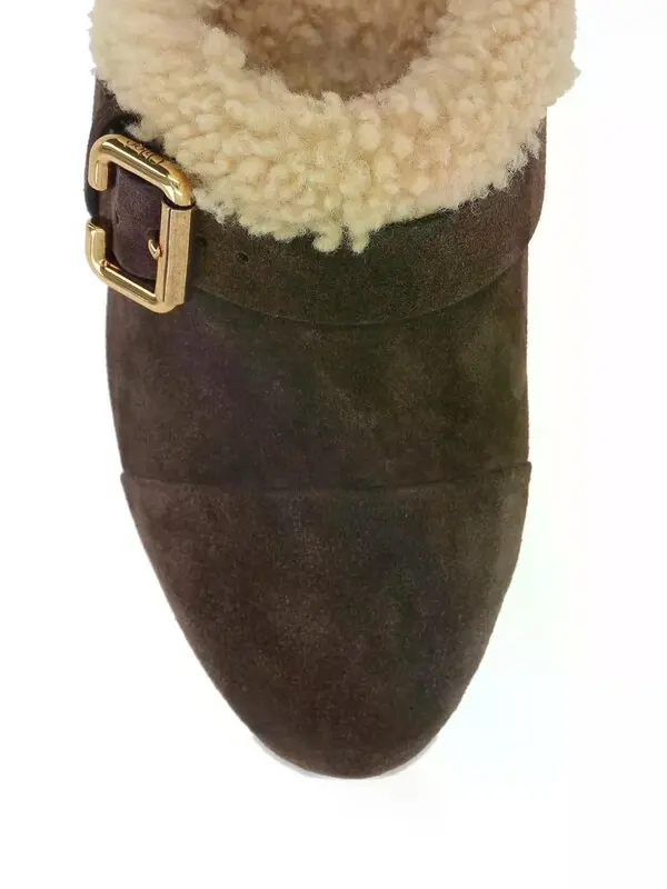 Chloé 35mm Jeannette Shearling-trimmed Buckle Clogs