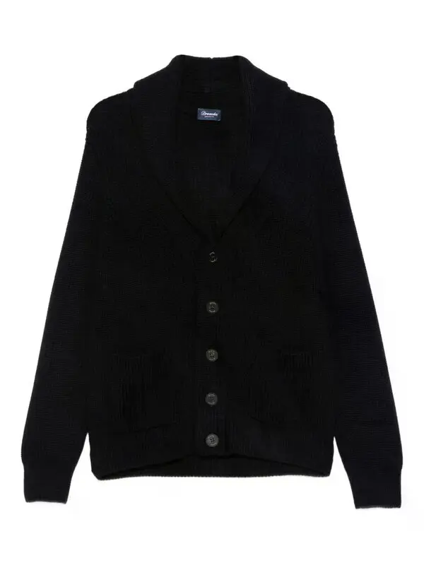 DRUMOHR Shawl-collar Patch-pocket Cardigan - Blue