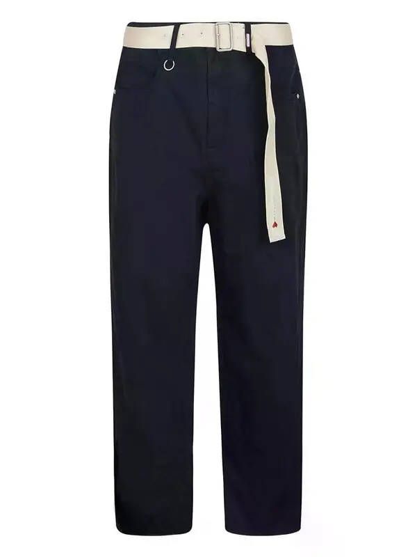 High Belted Cotton-linen Pants