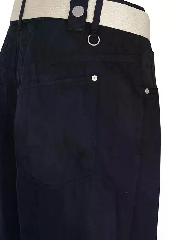 High Belted Cotton-linen Pants