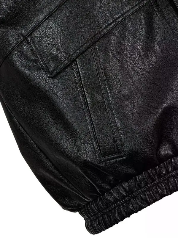 STUDIO TOMBOY Flap-pocket Faux Leather Bomber Jacket