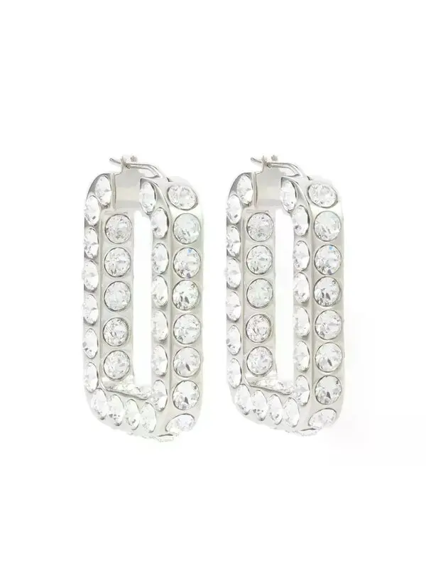 Amina Muaddi Crystal-embellished Hoop Earrings - Silver