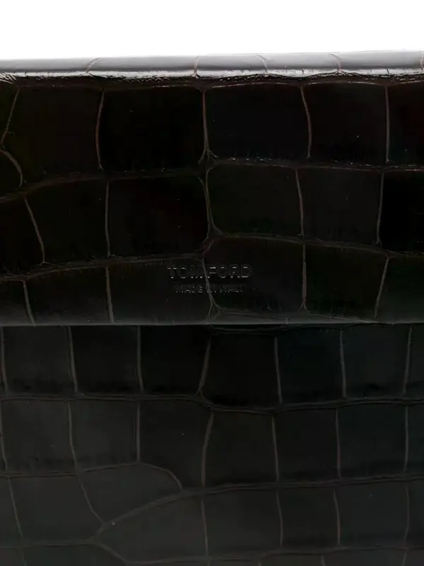 TOM FORD Crocodile-embossed Briefcase - Brown