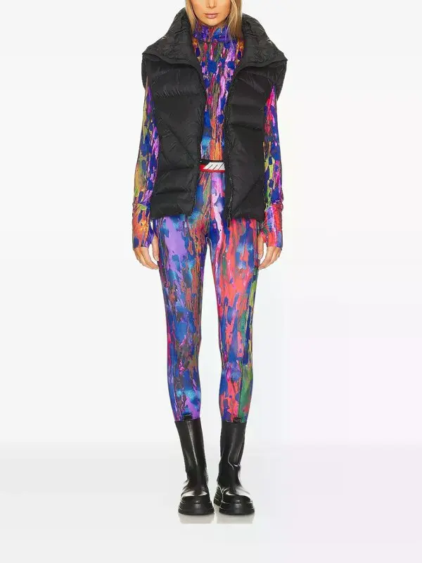 Aztech Mountain Abstract Print Mock Neck Long Sleeve Top