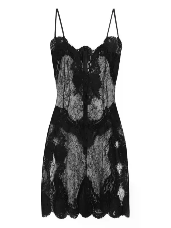 Dolce & Gabbana Lace-trimmed Slip Dress - Black