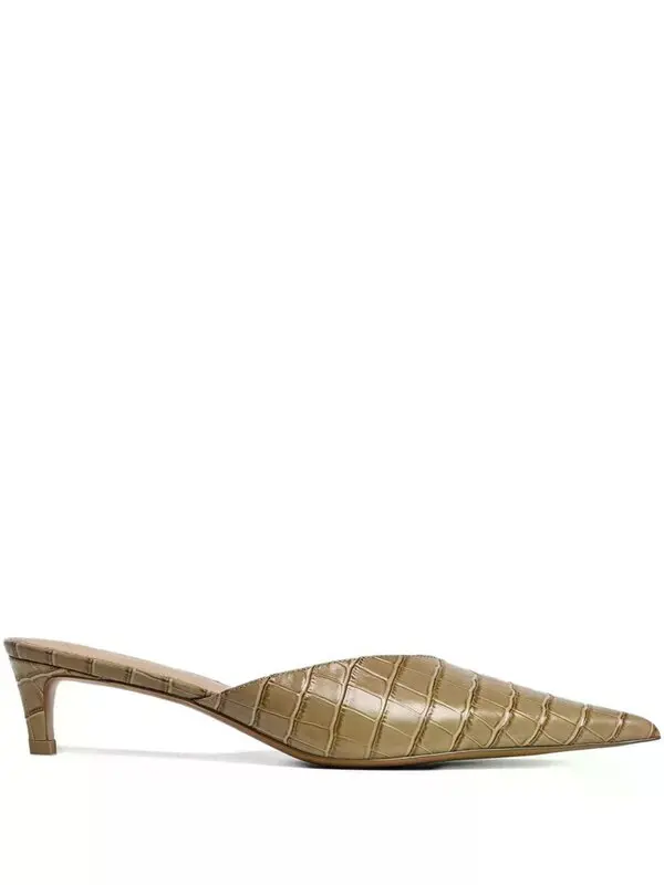 12 STOREEZ 40mm Crocodile-embossed Pointed-toe Mules