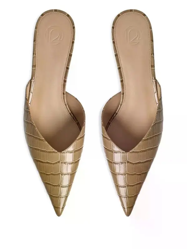 12 STOREEZ 40mm Crocodile-embossed Pointed-toe Mules