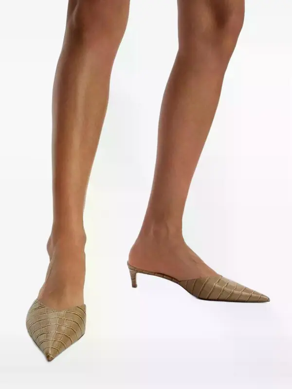 12 STOREEZ 40mm Crocodile-embossed Pointed-toe Mules