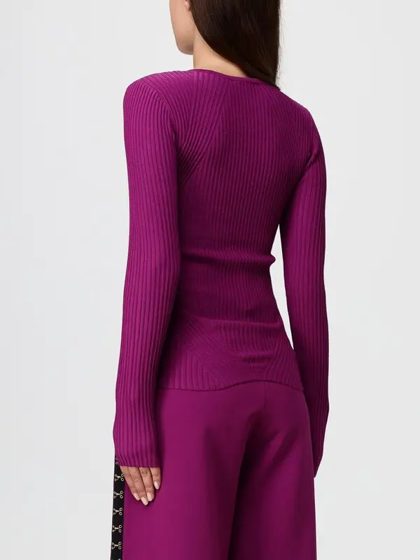 Just Cavalli Ribbed Cutout Top With Metallic Detail - Violet