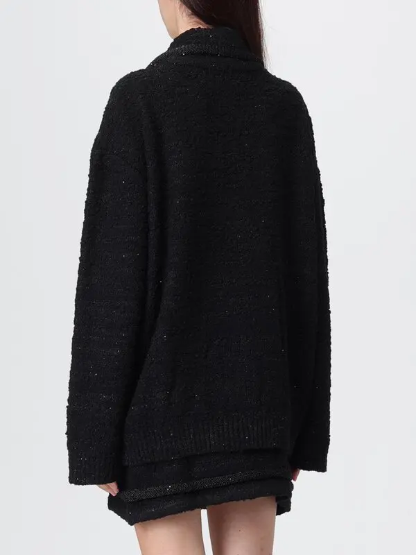 GENNY Textured Double Breasted Coat - Black