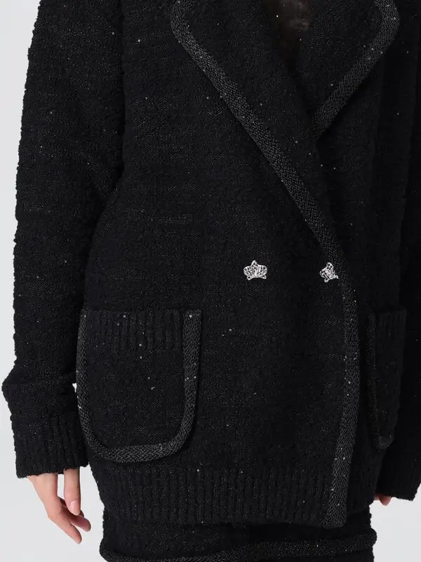 GENNY Textured Double Breasted Coat - Black