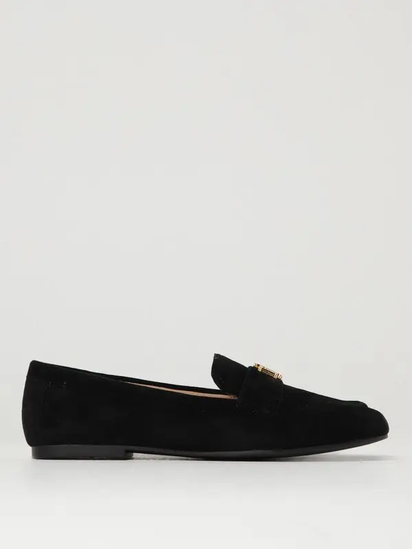 Ralph Lauren Suede Loafers With Saddle Strap Detail - Black