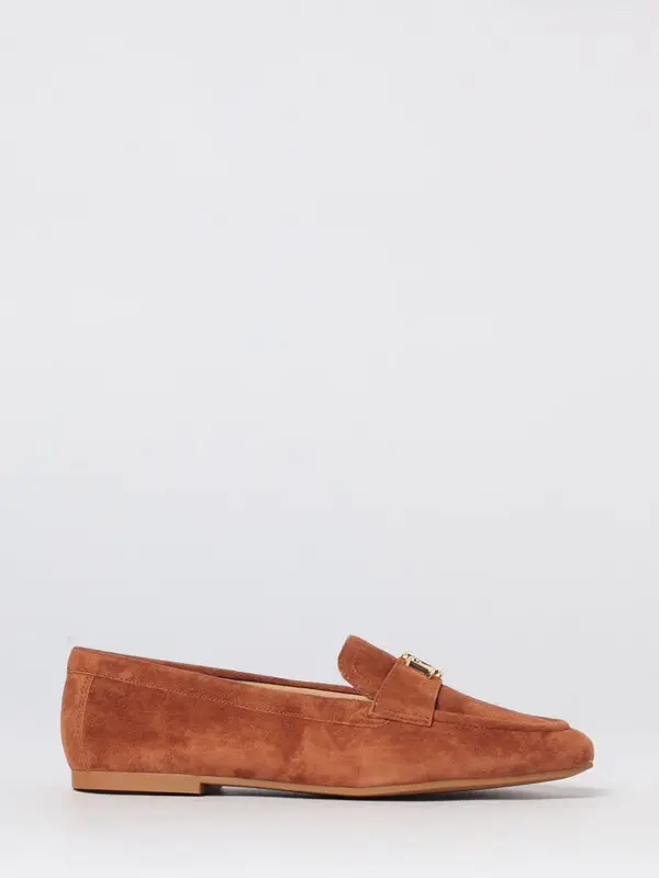 Ralph Lauren Suede Loafers With Gold Tone Detailing - Brown