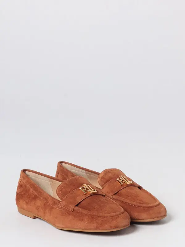 Ralph Lauren Suede Loafers With Gold Tone Detailing - Brown