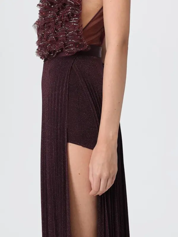 Elisabetta Franchi Maxi Dress With Pleated Skirt