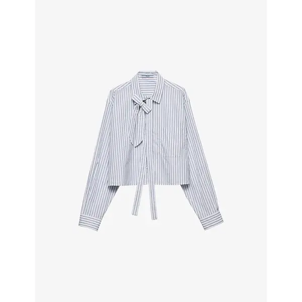 Prada Striped Cropped Cotton Poplin Shirt