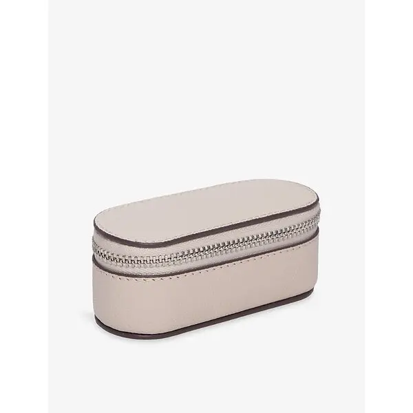 THE WHITE COMPANY Branded Leather Travel Jewellery Case - Almond