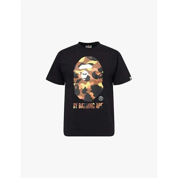 A BATHING APE 1st Camo Brand-print Cotton-jersey T-shirt - Black