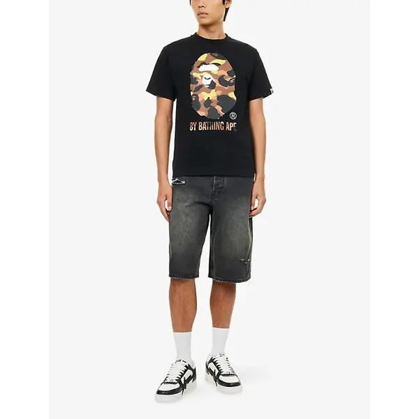 A BATHING APE 1st Camo Brand-print Cotton-jersey T-shirt - Black
