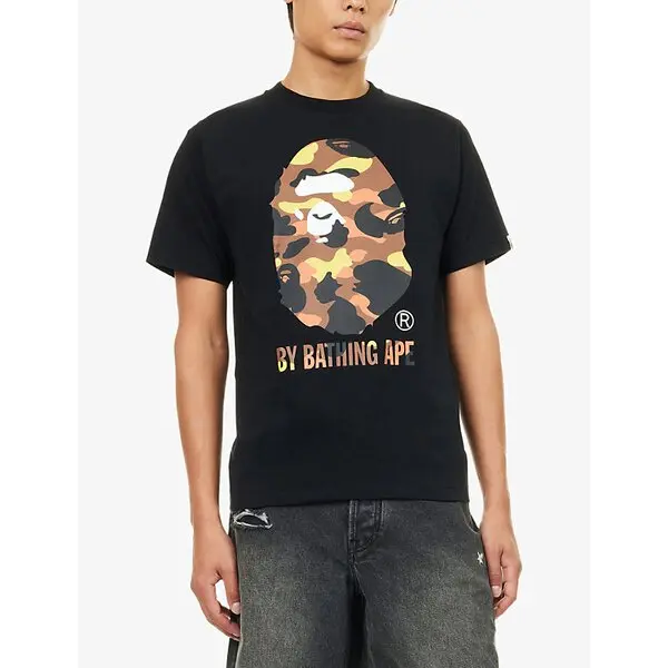 A BATHING APE 1st Camo Brand-print Cotton-jersey T-shirt - Black