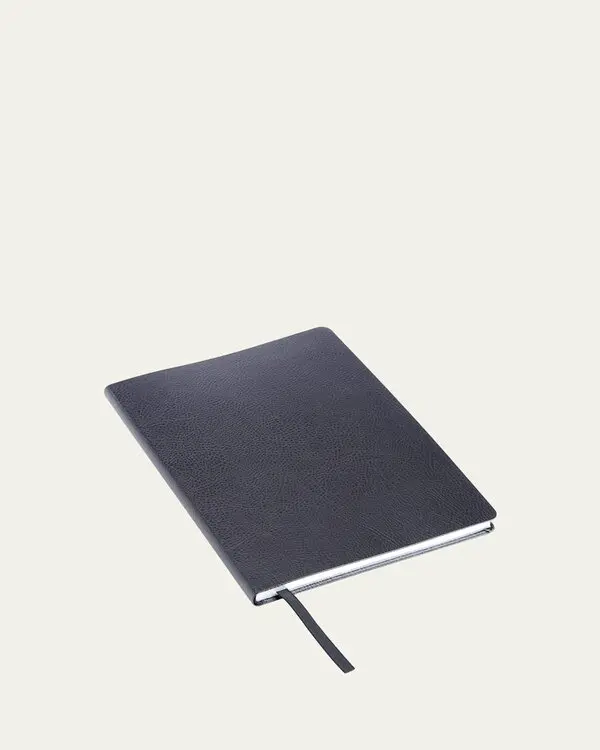 ROYCE NEW YORK Monogrammed Leather Bound Executive Notebook, Personalized - Black